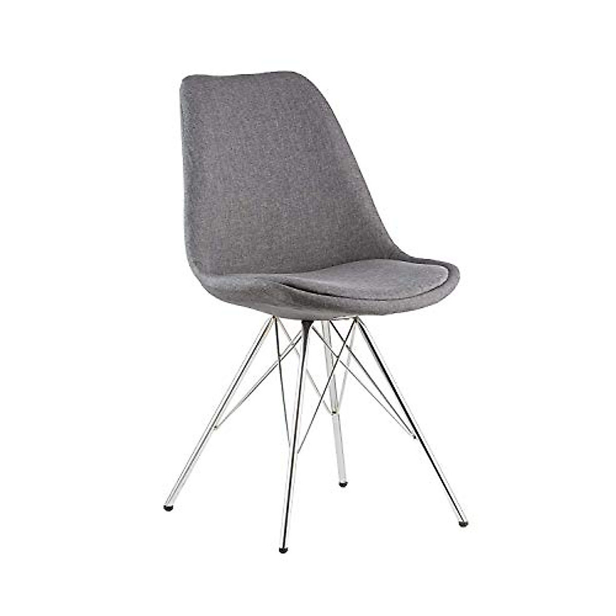 Y&K Decor Set of 2 Mid-Century Modern Side Chairs with Steel Metal Base