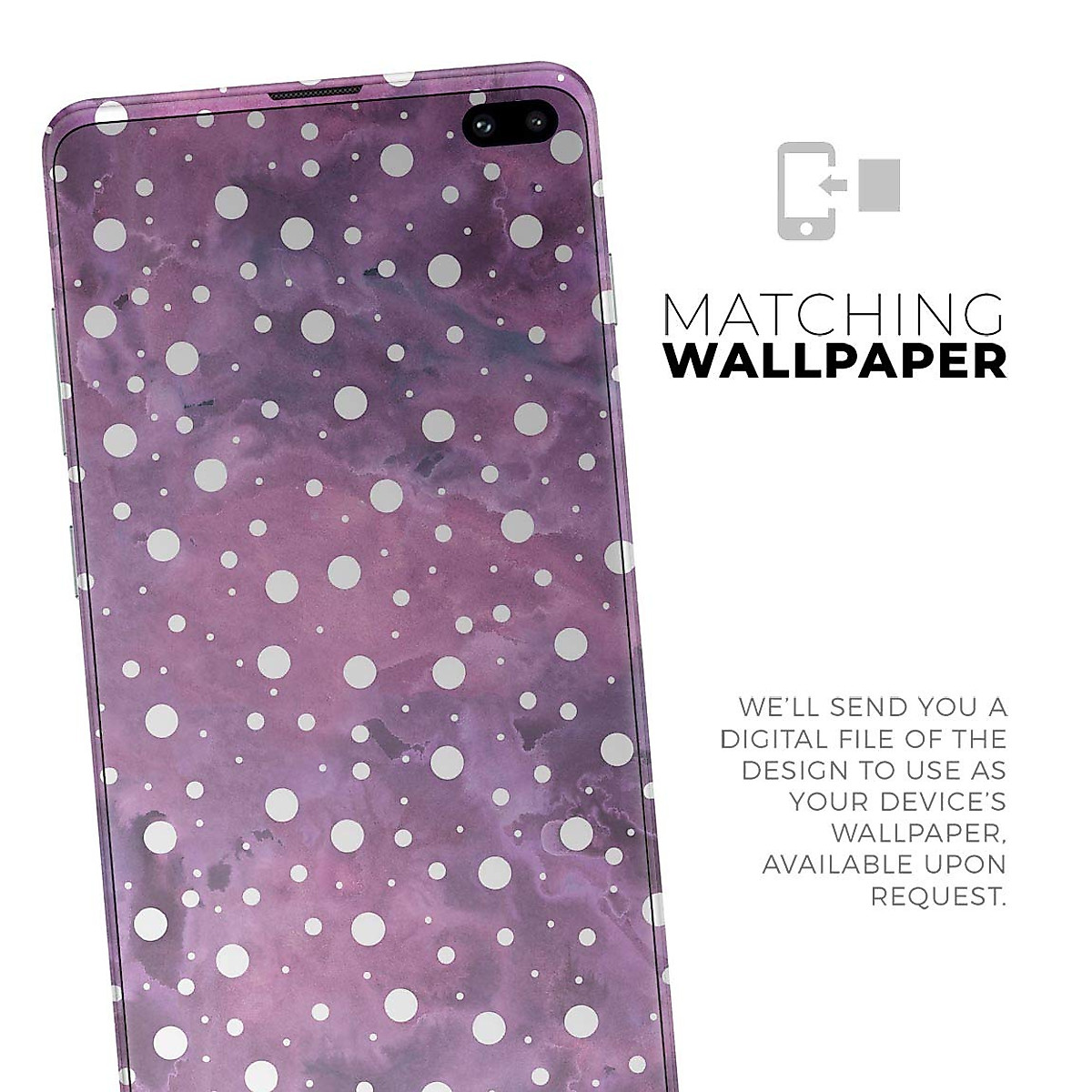 DesignSkinz White Polka Dots Over Purple Pink Paint Mix Protective Vinyl Decal Wrap Skin Cover Compatible with The Samsung Galaxy S20 (Screen Trim & Back Glass Skin)