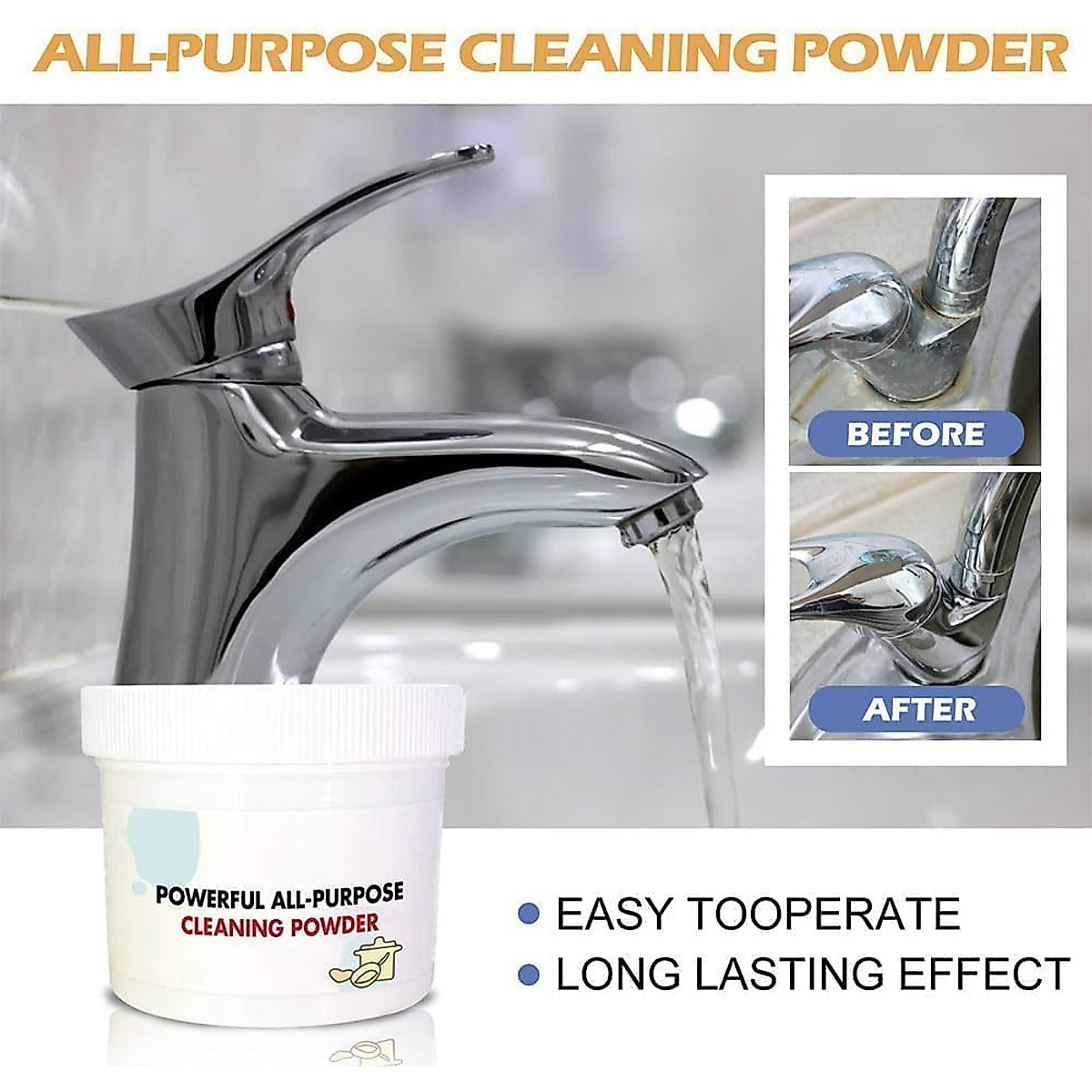 Powerful Kitchen All-Purpose Powder Cleaner,Household Multifunctional Strong Cleaning Agent,Kitchen Foam Cleaner,Stubborn Stains Cleaner,Foam Rust Remover Kitchen All-Purpose Cleaning Powder (1Pcs)