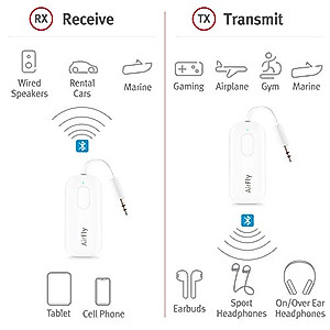 Twelve South AirFly Pro Bluetooth Wireless Audio Transmitter/ Receiver for up to 2 AirPods /Wireless Headphones; Use with any 3.5 mm Audio Jack on Airplanes, Gym Equipment, TVs, iPad/Tablets and Auto