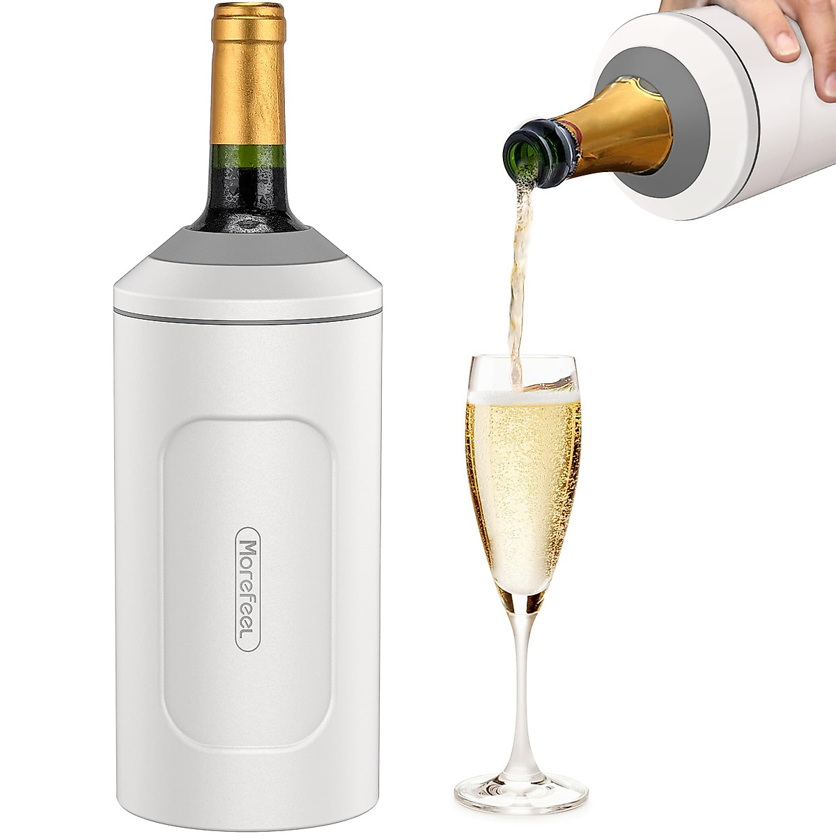 Wine Chillers for Bottles-Ideal Gift for Wine Lover, Stainless Steel Portable Champagne Cooler Sleeve Bucket-Double Walled Vacuum Insulated for Most 750ml Bottles with Long-Lasting Temperature Control
