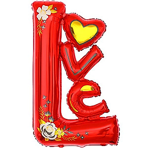 KatchOn, Big Red Love Balloon, 44 Inch - Foil Love Balloon Letters | Huge Red Love Ballon for Him | Valentines Day Balloons, Romantic Decorations Special Night, Love Valentines Balloon for Anniversary