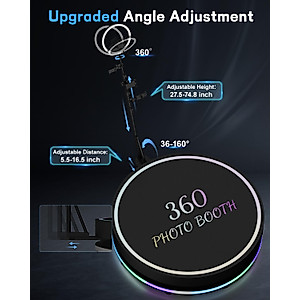 HOGSITY 360 Photo Booth Machine for Parties for 1-3 PPL,with APP,Wireless Light Strip,Custom Logo&Parts Replace,360 Camera Booth Auto Spin w/Ring Light&Flight Case for Slow Motion Etc.27