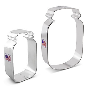 Mason Jar Cookie Cutters 2-Pc. Set Made in USA by Ann Clark, 3.25", 4.5"