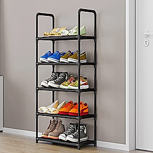 LINZINAR Shoe Rack Organizer 5 Tier Space Saving Shoe Shelf Storage Sturdy Metal Shoe Stand for Closet Entryway Bedroom (5 Tier, Black)