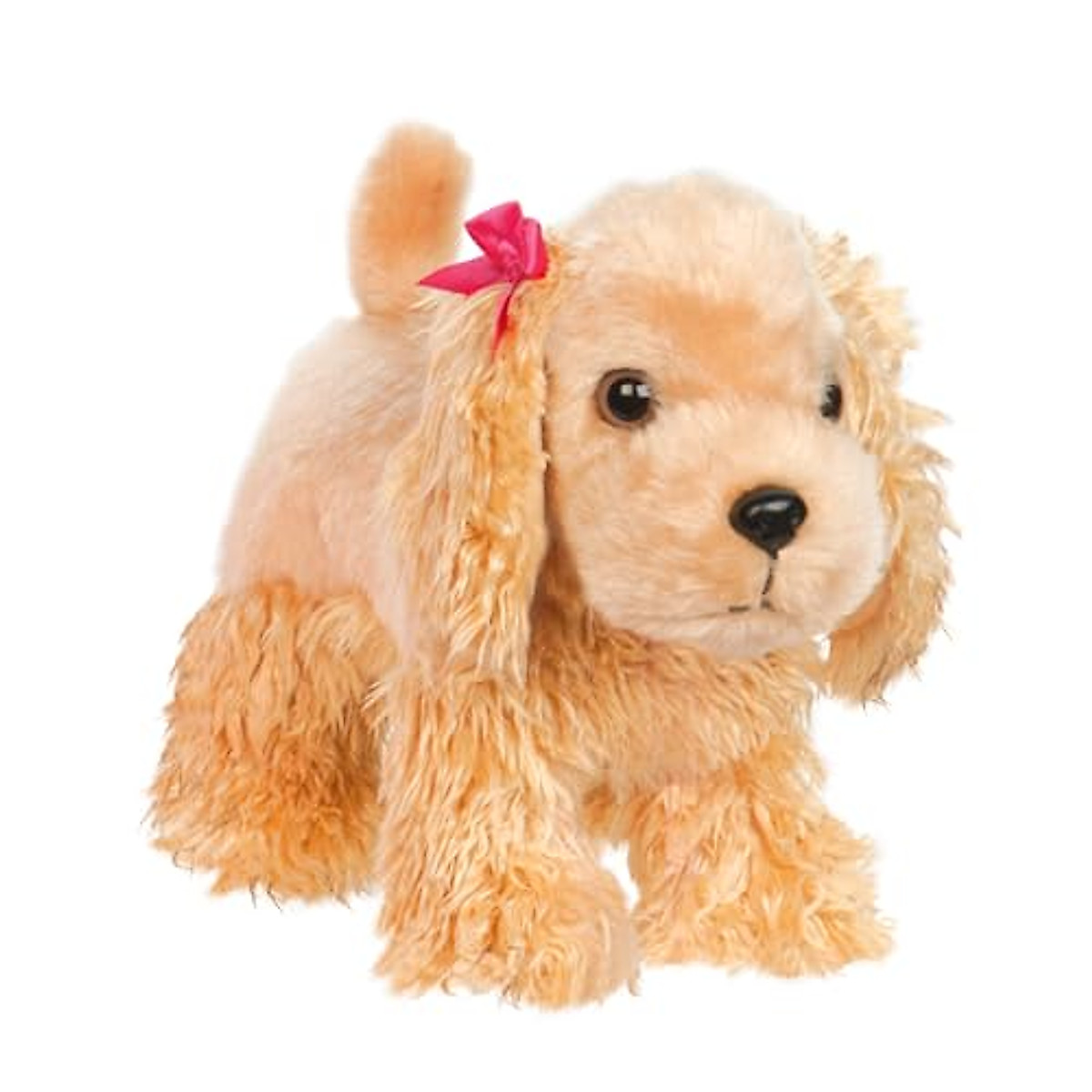 Pucci Pups – Cocker Spaniel Stuffed Puppy with Pink and Gold Dotted Stuffed Animal Bag