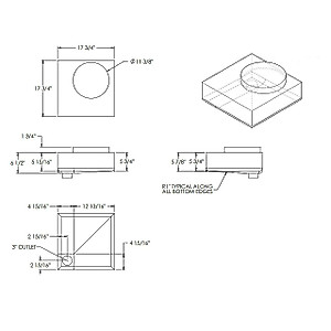 RecPro 8 Gallon RV Holding Tank 17 3/4" x 17 3/4" x 8 1/4" | 3772 | Black Waste Water (with Fittings Kit) | Made in America
