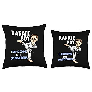 Karate Gifts for Kids Cute Karate Boy Martial Arts Kid Throw Pillow, 16x16, Multicolor