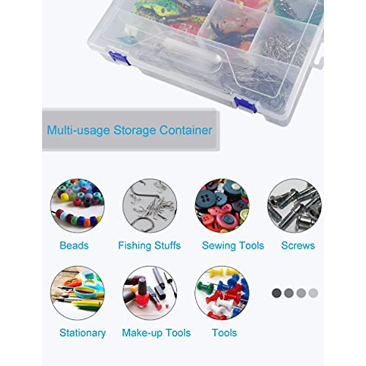 Beoccudo Tackle Box Beads Organizer Tackle Boxes with Dividers Plastic Storage Large 10 Grids Box Jewelry Compartment Container (10 Grids Box, 2 Pack)
