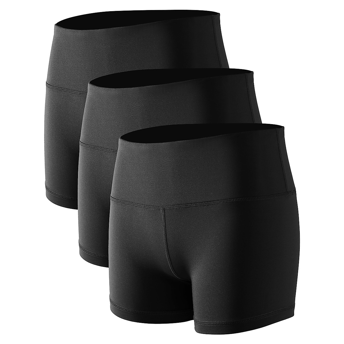 CADMUS Women's Stretch Fitness Running Shorts with Pocket,3 Pack,05,Black,Medium