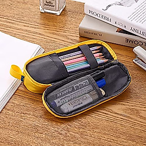 NOL Natural Organic Lifestyle Pencil Case Normal Size Pencil Purse Cosmetic Portable Bag for Office School (Yellow)