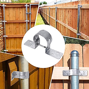 Steel to Wood Fence Bracket (12Pcs) 2-3/8 Fence Post Brackets, Fence Post Brackets for Metal Posts to Wood, Galvanized Pipe Grip Tie（No Include Screws）