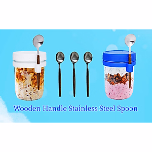 KETWOD Overnight oats containers jars with lids and spoons.The 16oz mason jars for overnight oats can store oats, fruits, vegetables, chia seeds, etc. 2 colors overnight oats jars.