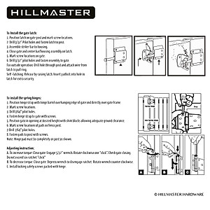 HILLMASTER Heavy Duty Gate Latch Kit for Wooden Vinyl Fence, 1 Pack Self-Locking Gate Latch and 2 Pack 3.5” Spring Tee Hinges, Gate Fence Hardware Set, Black Finish