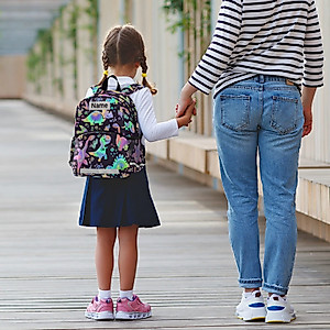 Costume Toddler Backpack with Name, Rainbow Dinosaurs Toddler Backpack for Kids Boy Girls Age 3-6, Preschool Mini Backpack with Leash