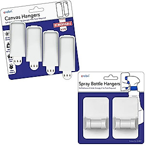 Canvas Hangers for Walls and Wall Mount Spray Bottle Holder Bundle (4 Canvas Hangers, 2 Spray Bottle Hangers))