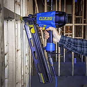 Estwing EFR2190 Pneumatic 21 Degree 3-1/2" Framing Nailer with Adjustable Metal Belt Hook, 1/4" NPT Industrial Swivel Fitting, and Bag