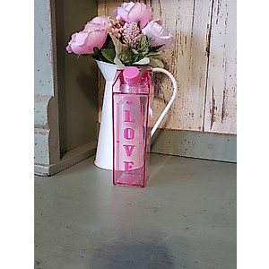 Clear Milk Carton Water Bottle, Aesthetic Water Bottles Square Milk Storing Containers Reusable Water Tumbler Cute Kawaii Water Bottle