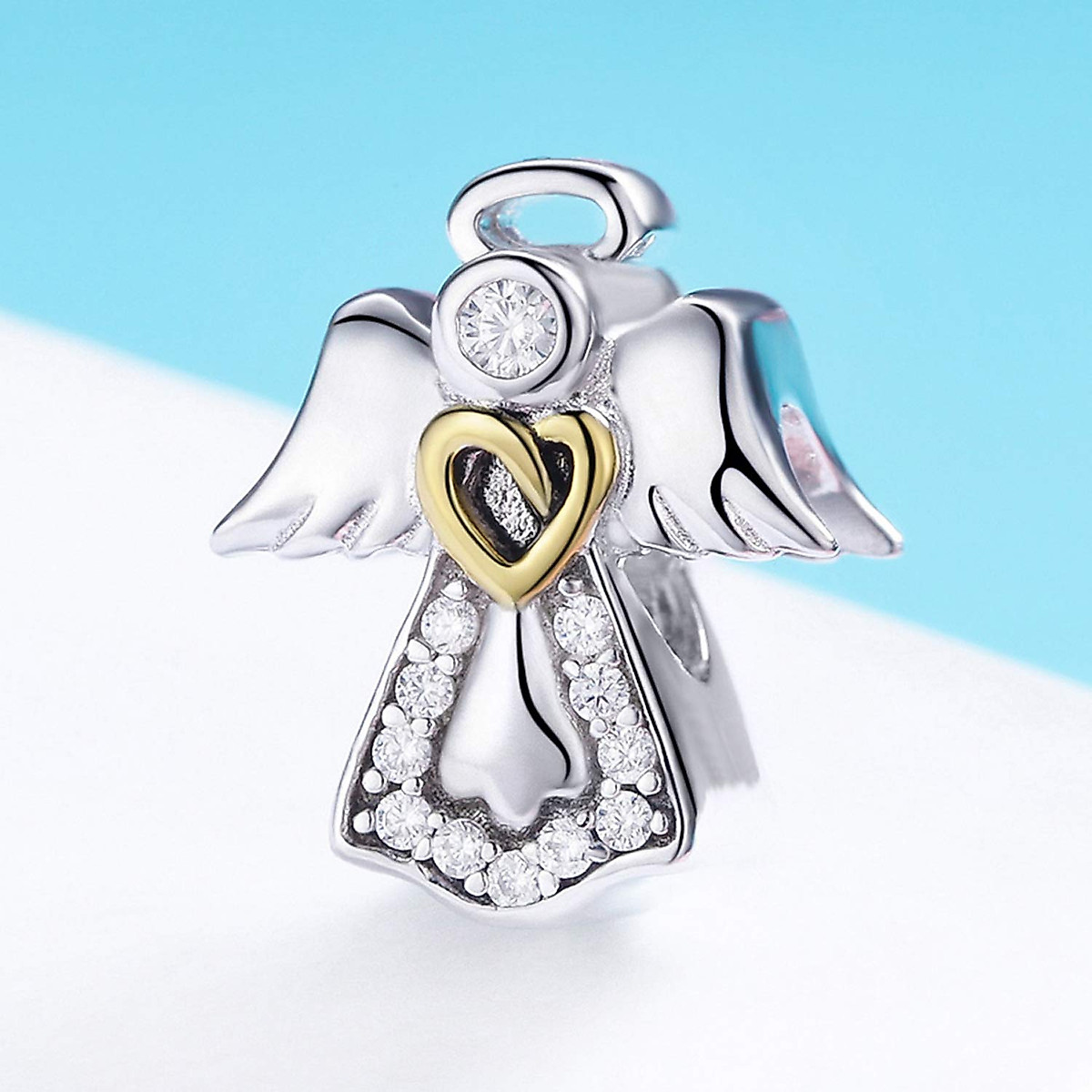 MallDou Jewelry Angel Wing Charm 18K Gold Plated Bead Charms for Charms Bracelet Necklace Christmas Gifts