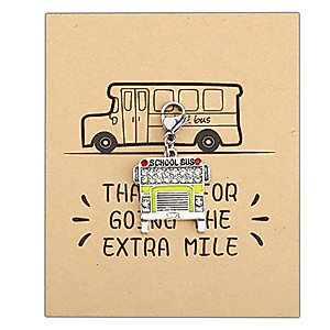 Bus Driver Gift Thanks for Going The Extra Mile School Bus Zipper Pull School Bus Driver End of Year Gift (School Bus Charm Card)