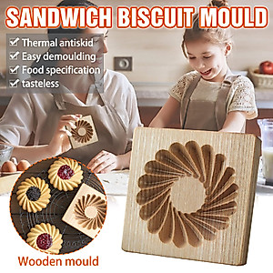Wooden Cookie Biscuit Mold Cookie Cutters Wooden Cookie Molds 3D Baking Mold Funny Embossing Craft Decorating Baking Tool,for Christmas Thanksgiving Halloween Easter Kitchen DIY (Mold - C)