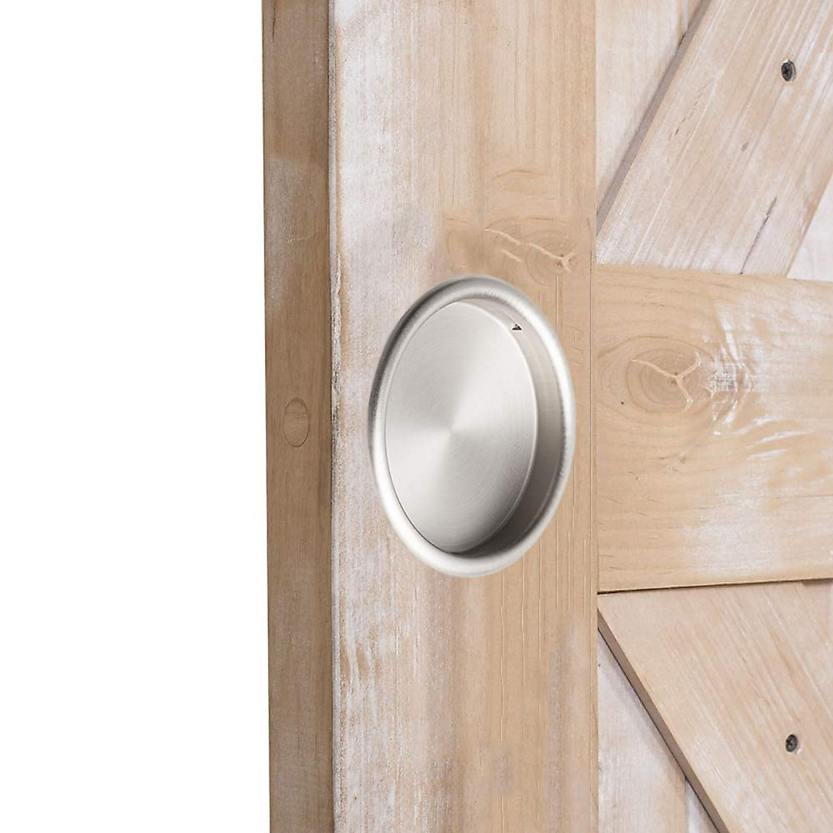 4PCS Closet Door Finger Pull - Satin Nickel, 2-1/8' Easy Snap-in Circular Sliver Pulls, No Nails Needed, Perfect for Cabinet, Pocket, Sliding, Bi-Pass Door