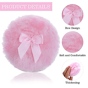 Sibba Large Fluffy Powder Puff, 4 Inch Ultra Soft Washable Reusable Velour Face Body Powder Puff Loose Powder Puffs Wet Dry Makeup Tool (Pink)