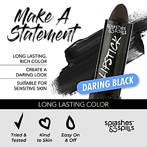 Vivid Black and Red Lipstick - 2 Pack Combo - Bold, Translucent, No Sheen Lip Color With Matte Finish - Makeup and Cosmetics by Splashes & Spills
