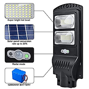 200w Solar Flood Street Light Dusk to Dawn, Security Lighting Ip65 Waterproof Yard Lamps Outdoor Solar Powered 6500k High Lumen for Barn, Yard, Garden, Basketball Court (Grey)