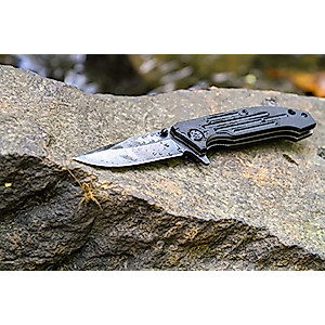 Kuuma 51910 Spring Assisted Knife (Fine Edge,4.5"), Black,One Size