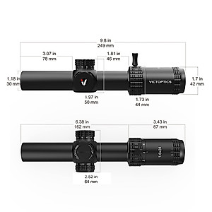 VICTOPTICS S6 1-6X24 30mm Monotube SFP 5 Levels Red & Green Illumination LPVO Matte Black Edge-to-Edge Image Rifle Scope with Zero Reset & Turret Lock for Hunting Shooting Compact Airsoft Rifle Scope
