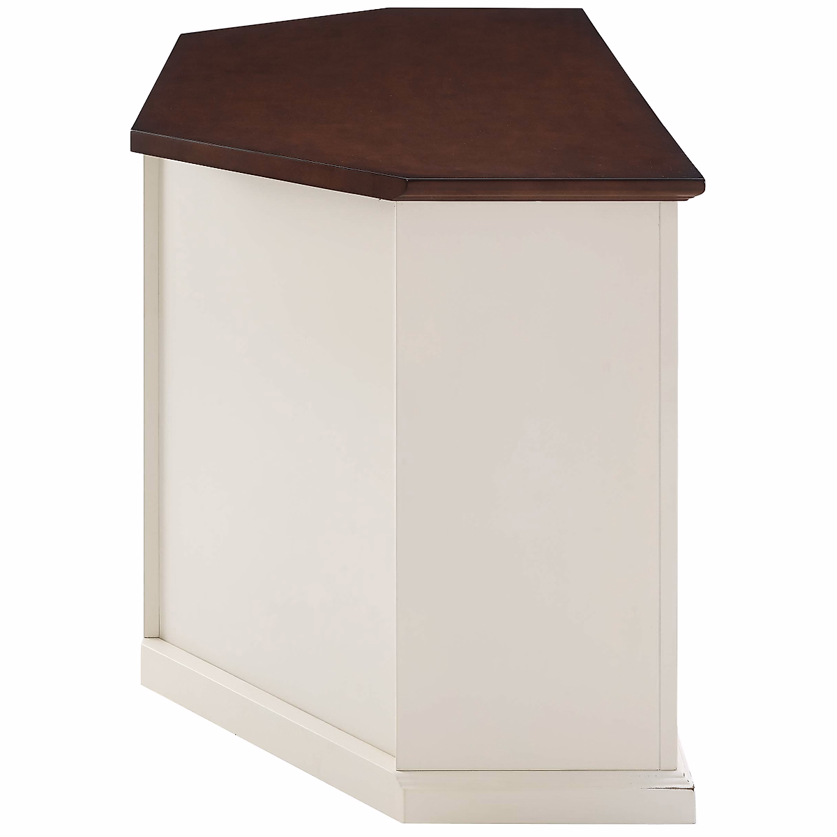 Crosley Furniture Shelby 60" Corner TV Stand, White with Mahogany Top