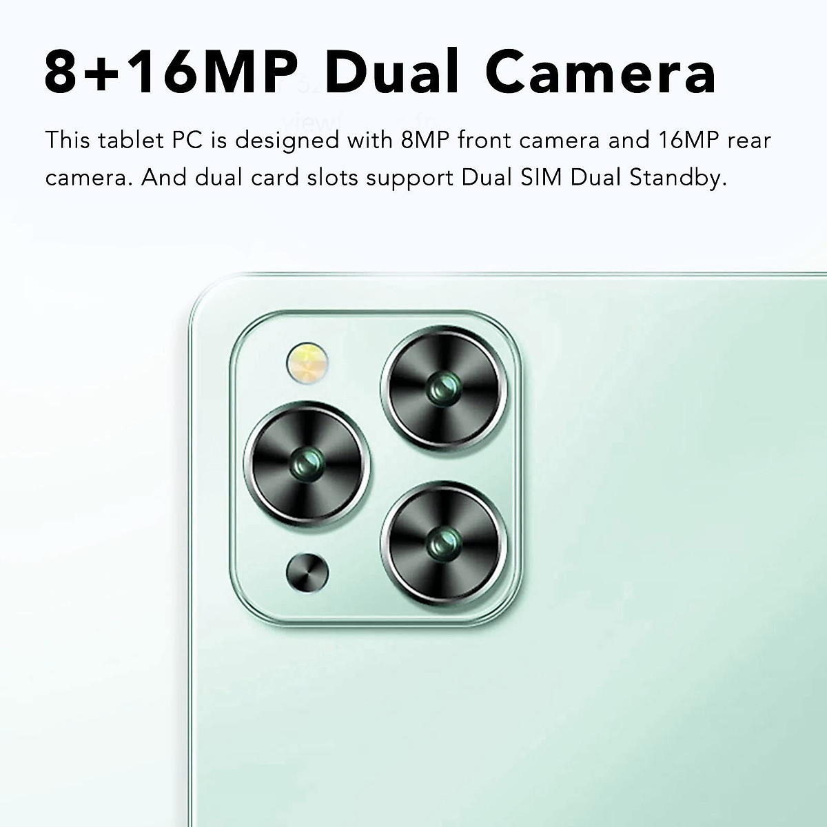 CUIFATI 10.1 Inch 2 in 1 Tablet 8GB RAM 256GB ROM Octa Core CPU 5G WiFi 4G LTE 1960x1080 Resolution 8MP Front 16MP Rear Dual Camera Tablet with Case Keyboard,Green (US Plug 110‑240V)