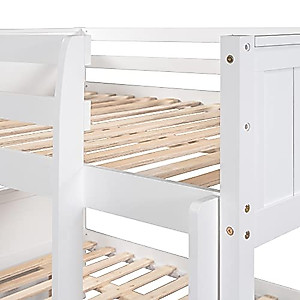 Harper & Bright Designs Full Over Full Bunk Bed for Adults Kids Teens, Full Bunk Beds with Trundle,Detachable Wood Bunk Bed Full Over Full Size with Ladder and High Guardrail,White