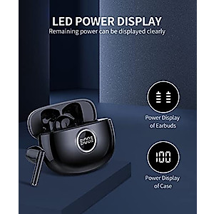 Wireless Earbuds, Bluetooth 5.3 Headphones with Microphone, 37H Playback LED Power Display, In-Ear Headphones Deep Bass, IPX7 Waterproof, Ultra-Light Earphones with Charging Case, Smart Touch, Sport