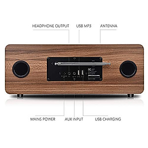 LEMEGA MSY5 CD Player,FM Digital Radio,Internet Radio,Spotify Connect,Bluetooth Speaker,Stereo Sound,USB Charging,Clock Alarms,Remote&App Control – Walnut Finish