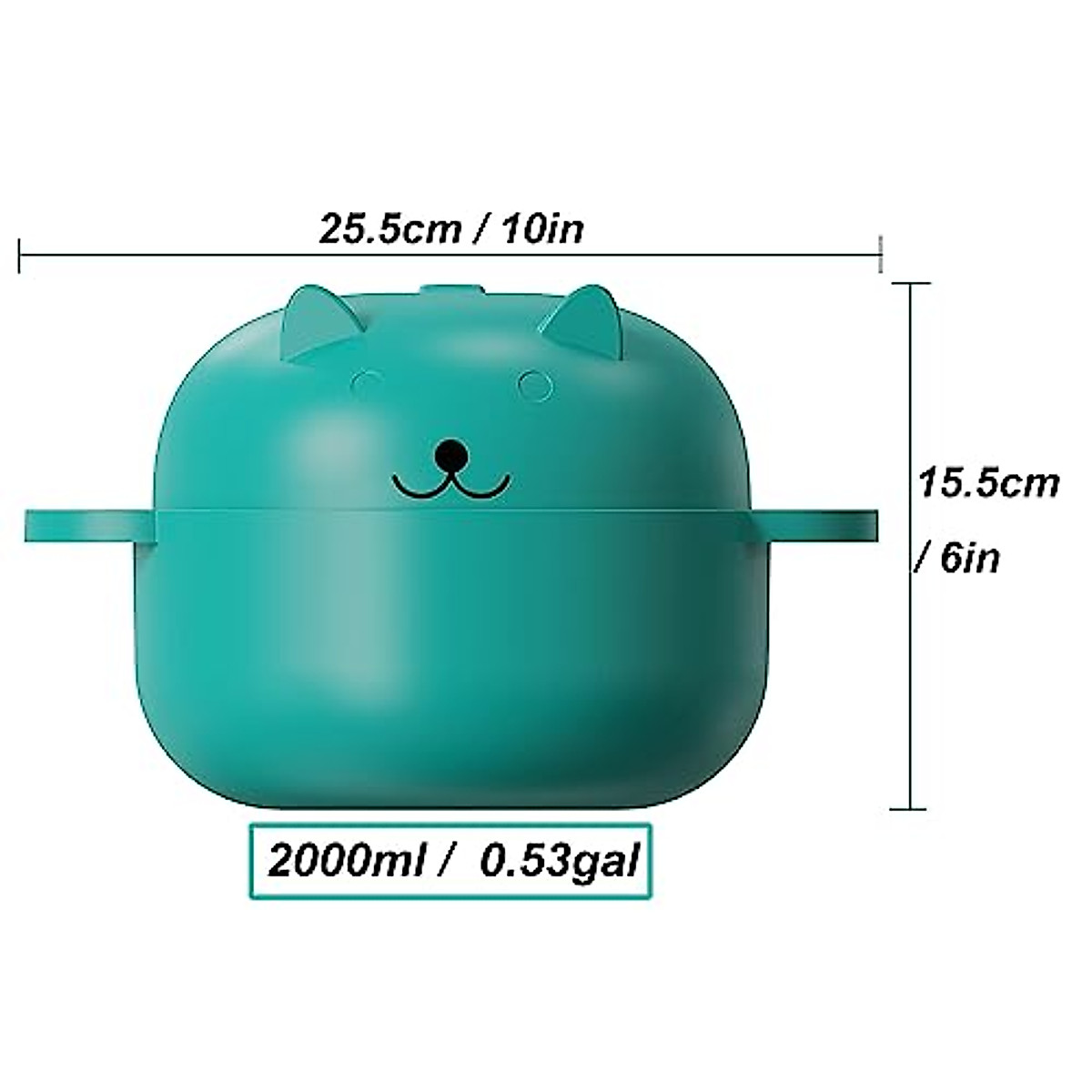 2000 ML / 68 OZ Microwave Ramen Bowl，Noodle Bowl, Steamer for Cooking Food and Vegetables with Handle, Lid, Removable Strainer. Multifunctional bowl for Cooking, Rinse, Storage (green)