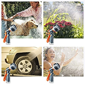 Garden Hose Sprayer Nozzle for Watering Plant Cleaning Cars Showering Pets with 8 Adjustable Pattern High Pressure Heavy Duty