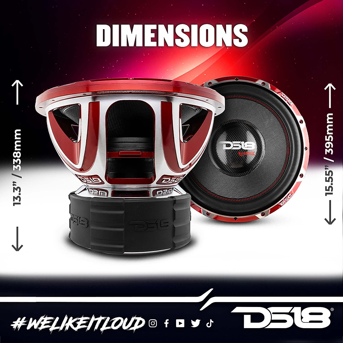 DS18 HOOL-X15.2DSPL Hooligan X 15 Inch SPL Car Audio Subwoofer 4000 Watts Rms 4" Dual Voice Coil 2-Ohm DVC 2+2 Ohm (1 Speaker)