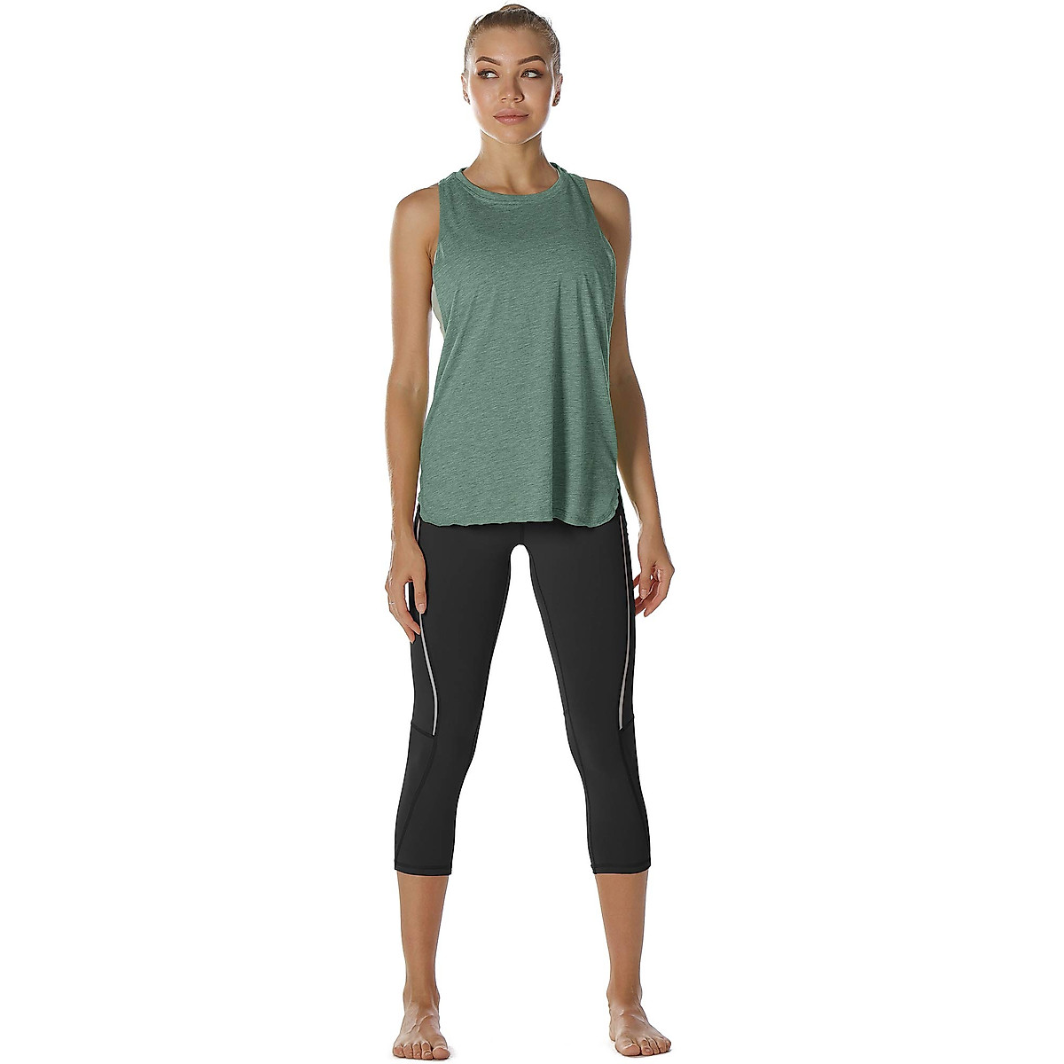 icyzone Workout Tank Tops for Women - Running Muscle Tank Sport Exercise Gym Yoga Tops Athletic Shirts(Pack of 3)(S, White/Green/Pistachio Green)