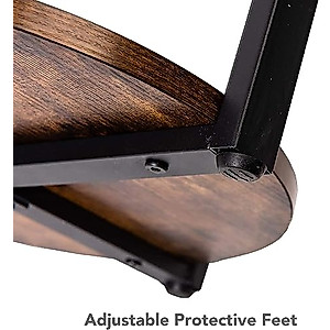 GOOD & GRACIOUS Round End Side Table with Storage Shelf for Living Room Sofa Couch End Tables with Sturdy Metal Frame Bedside Accent Table with Metal Frame for Small Spaces, Bedroom, Brown