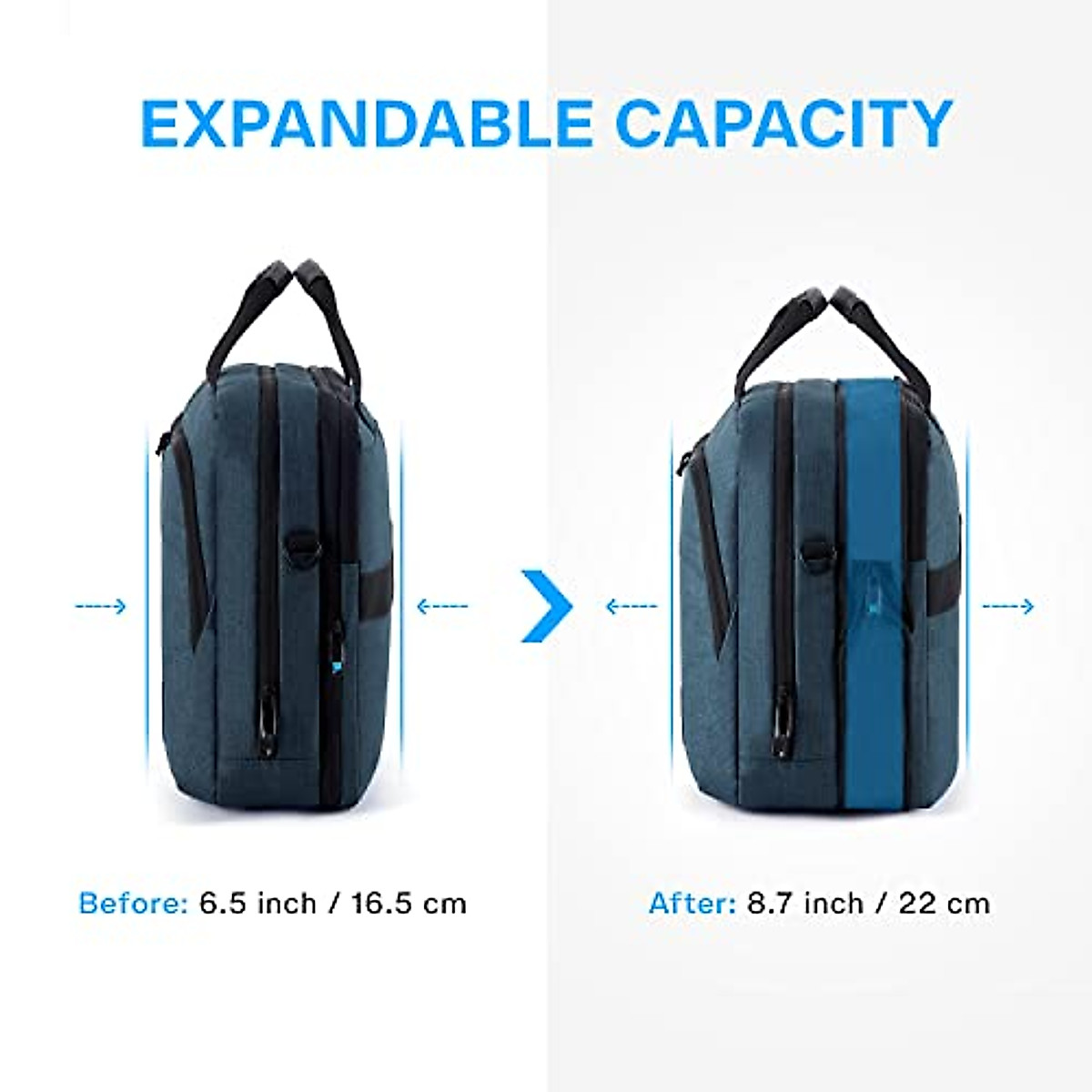 BAGSMART 17.3 Inch Laptop Bag, Expandable Computer Bag Laptop Briefcase Men Women,Laptop Shoulder Bag,Work Bag Business Travel Office, Dark Blue