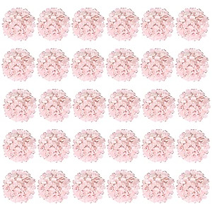 JPSOR 30pcs Hydrangea Artificial Flowers, Silk Flower Heads with Stems, Fake Flowers for Wedding Arch Centerpiece Home Decoration (Pink)