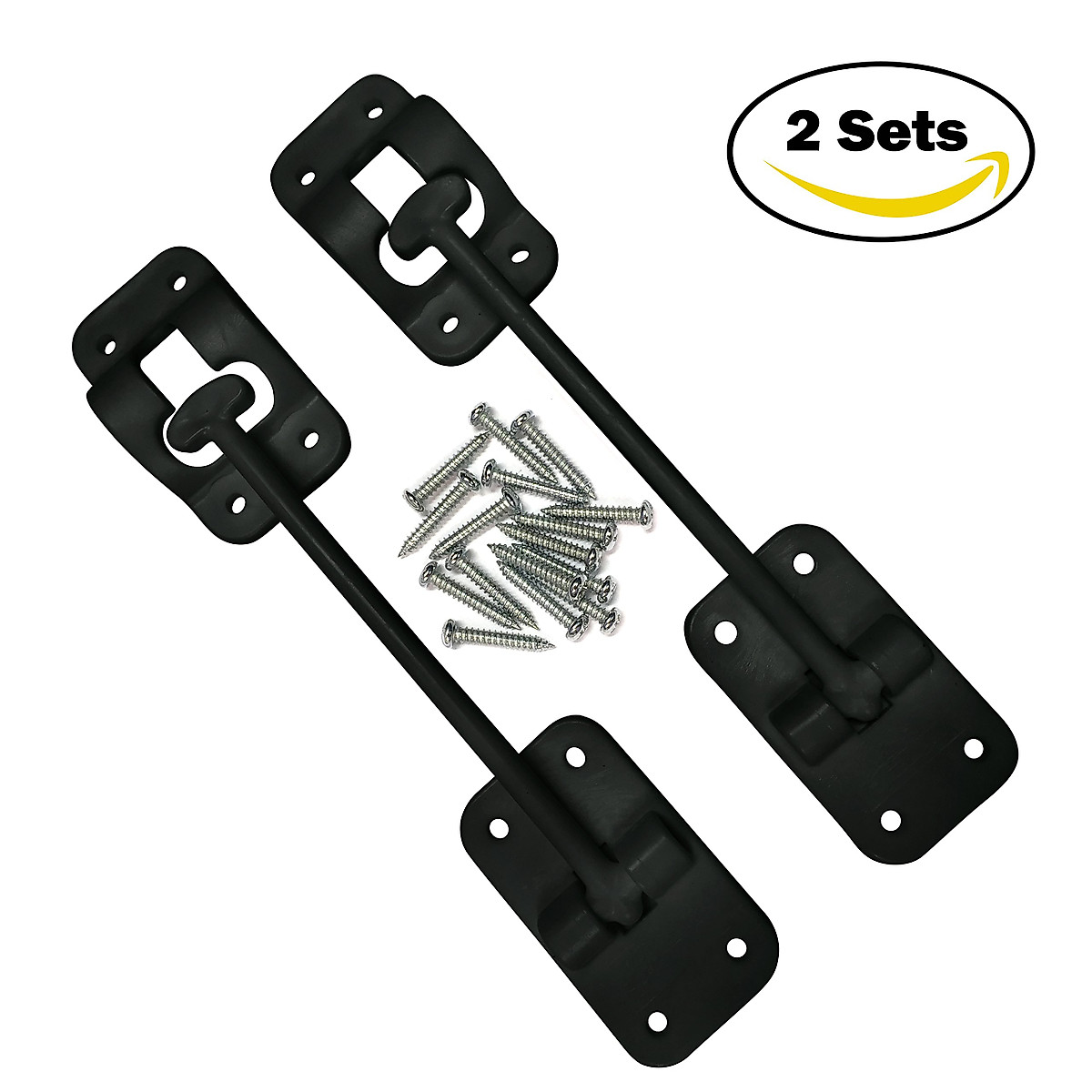 Camp'N 6" RV Door Holder and Latch - Camper & Trailer Door Catch - T Style OEM - Black 2 Pack with Hardware