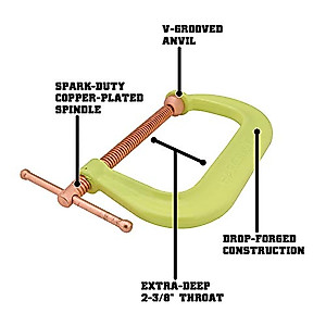 WILTON TOOLS Spark-Duty 403CS Hi-Vis C-Clamp, 3" Jaw Opening, 2-3/8" Throat (20481)