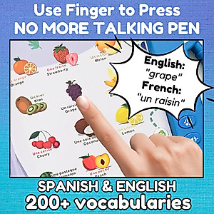 ZeenKind French English Talking Learning Book for Kids 2 3 4 5 6 Years Old, Learn French Interactive Audio Sound Books for Toddlers, Francais Educational Electronic Toys, Bilingual Musical Toy