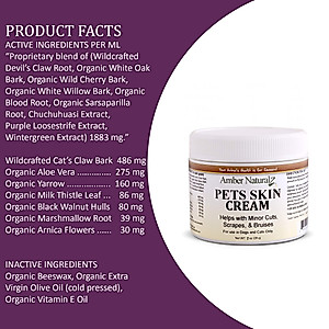 AMBER NATURALZ Pets Skin Cream Herbal Balm for Dogs and Cats | Pet Skin Cream for Minor Scrapes, Paws, Snout, Skin, and Wrinkles | 2 Ounce Container | Manufactured in The USA