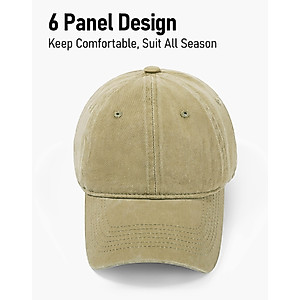 VODIORE Khaki Hats Washed Cotton Baseball Cap Vintage Baseball Hat Low Profile Cap Khaki