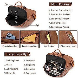 AGLOD Leather Backpack Purse for Women Fashion Ladies Multipurpose Designer Handbags Shoulder Bag Teens Girls Travel Bag Casual Daypacks with Wristlet