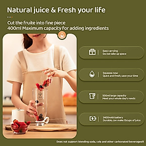 Asa Vea Mini Blender for Smoothies and Milkshakes, Portable Blender, Rechargeable, Personal Size Blender with Quota Outer Travel Lid with 6 Blades, 17 oz for Outdoors, Camping (Black-550ml)